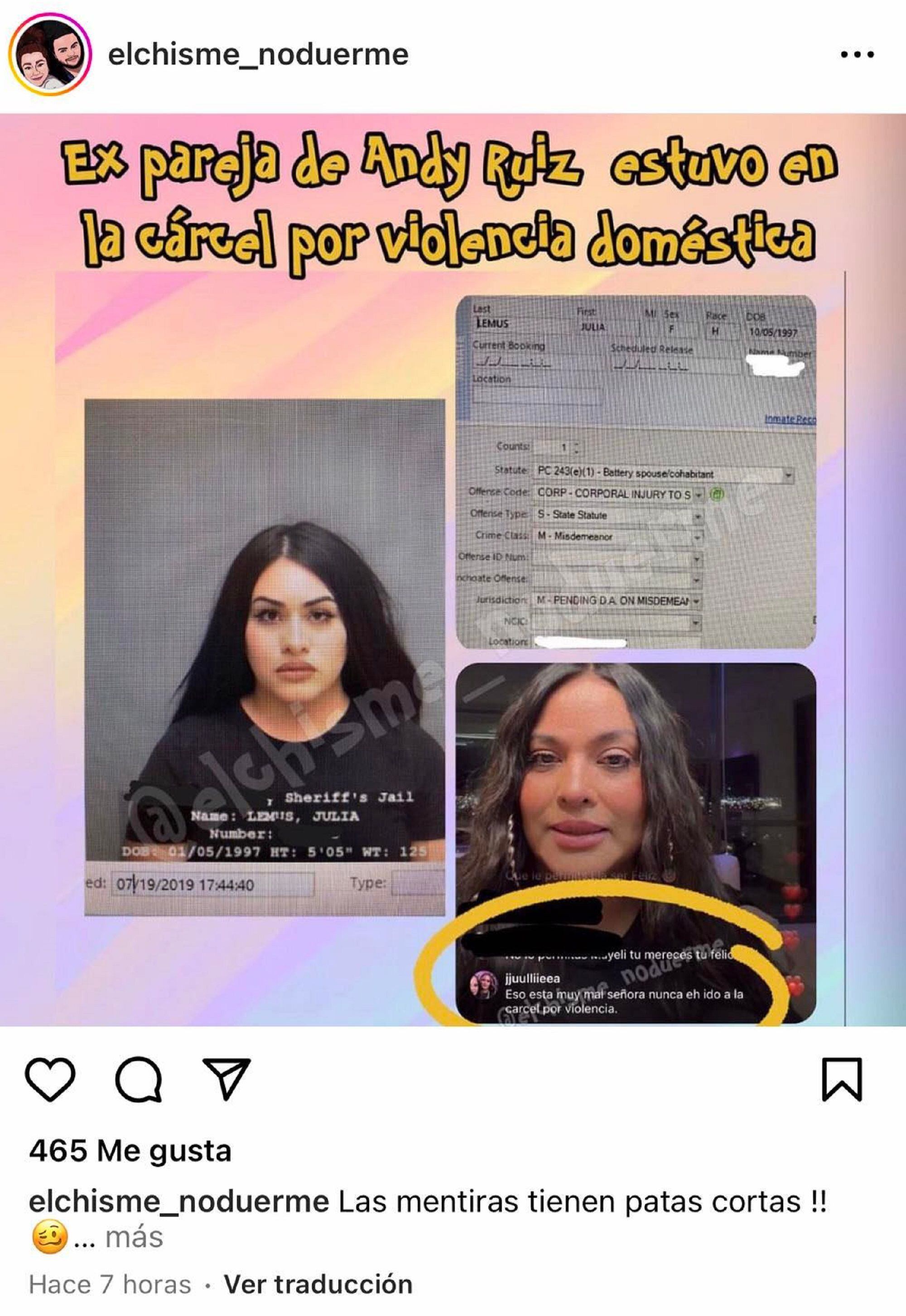 Reportan que Julie Lemus, pareja de Andy Ruiz, estuvo en la cárcel por violencia doméstica | En ...