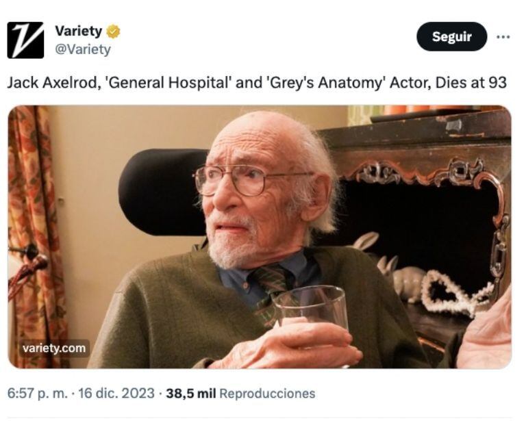 Fallece actor de “Grey’s Anatomy” y otras series de TV | En El Radar